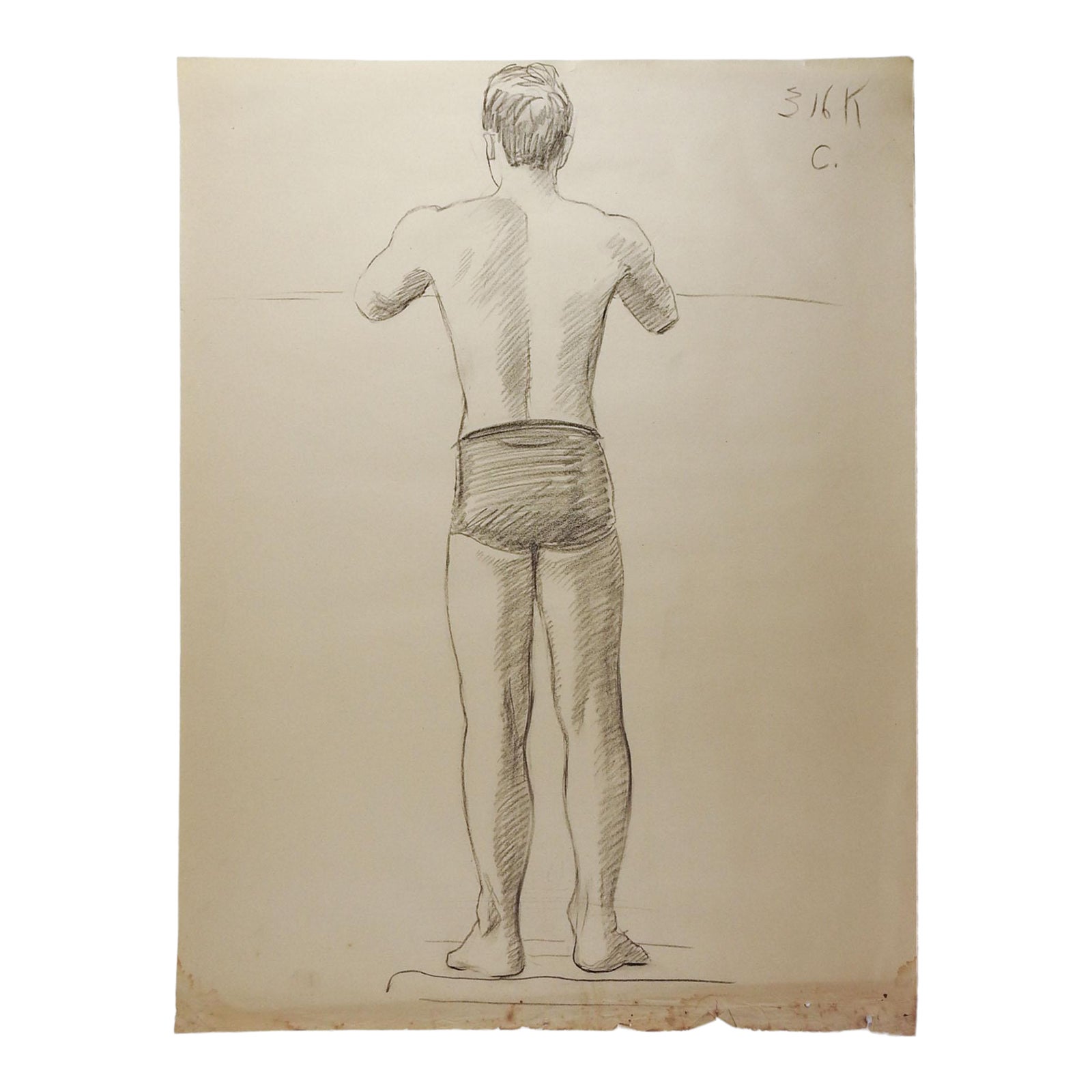 1950s Studio Drawing Male Figure Chairish
