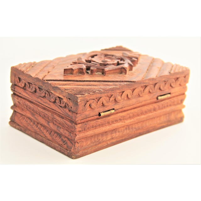 Vintage Hand Carved Wood Jewelry Trinket Box Chairish