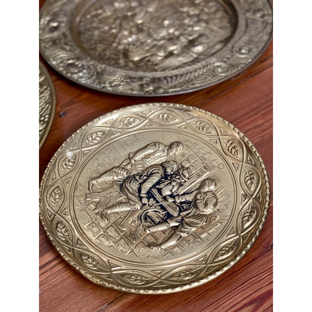 Elpec England Brass Embossed Wall Hanging Plaqueplate Set Of Seven