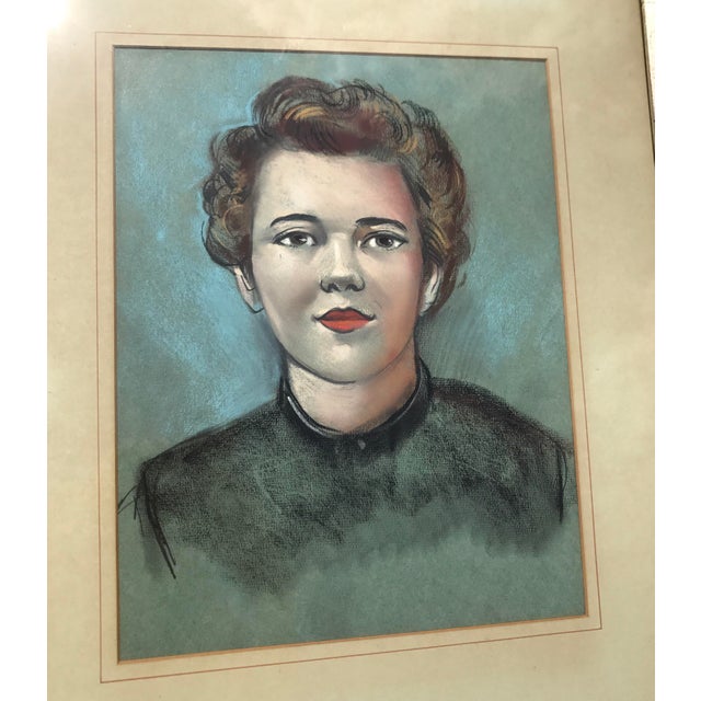 Vintage Female Portrait Chalk Drawing Chairish