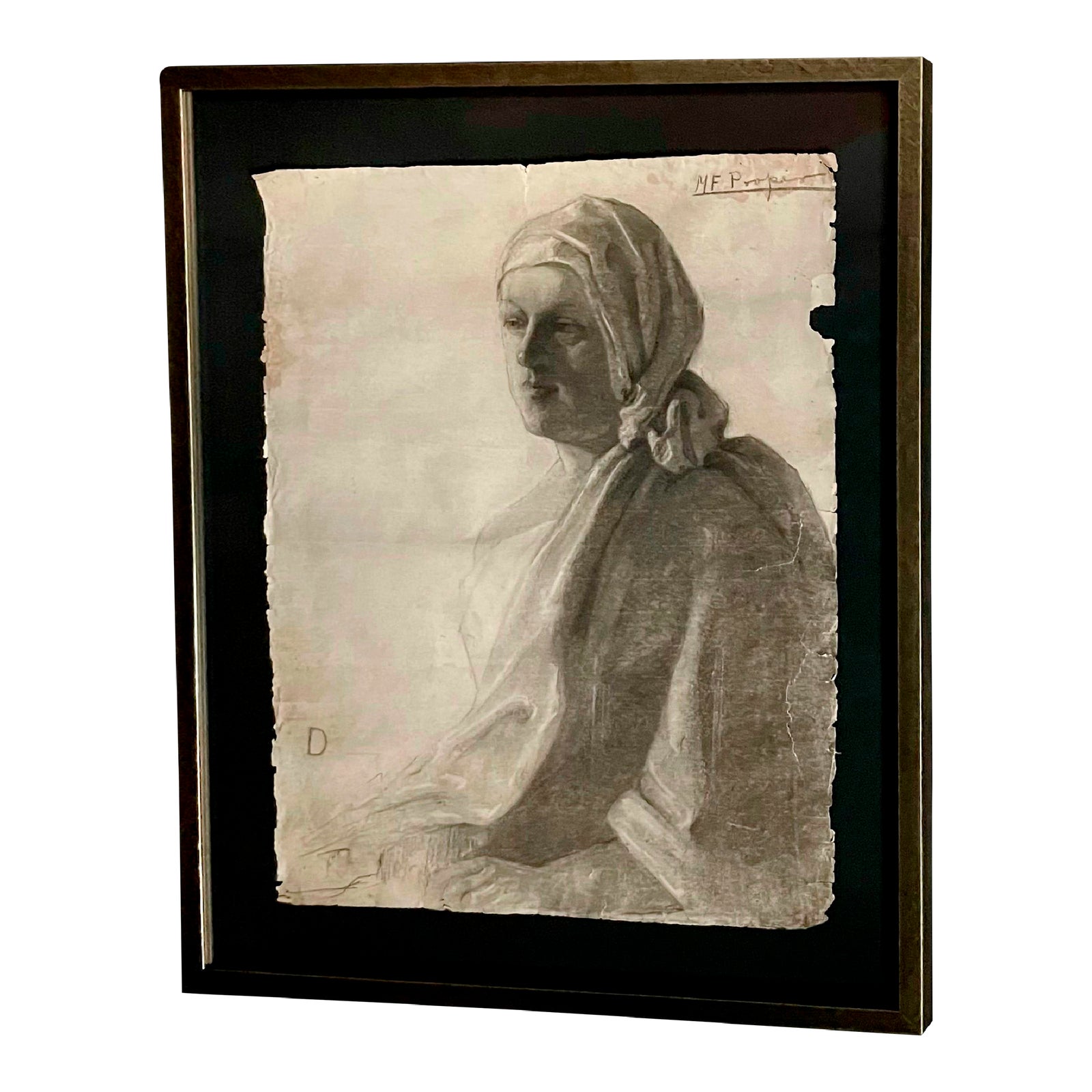 Antique Charcoal Framed Nude Drawing Chairish