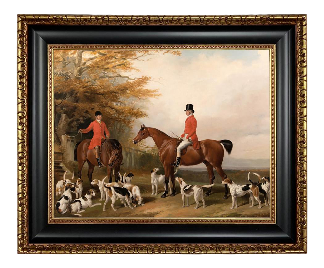 The Meeting Contemporary Fox Hunt Scene Reproduction Print On Canvas