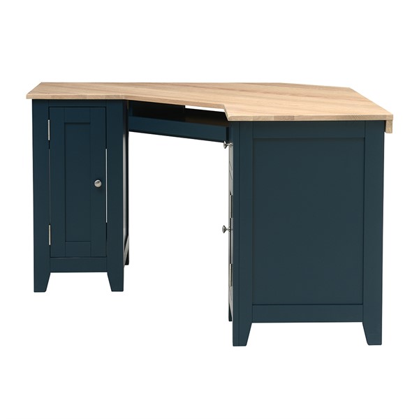 Chester Midnight Blue Corner Desk The Cotswold Company