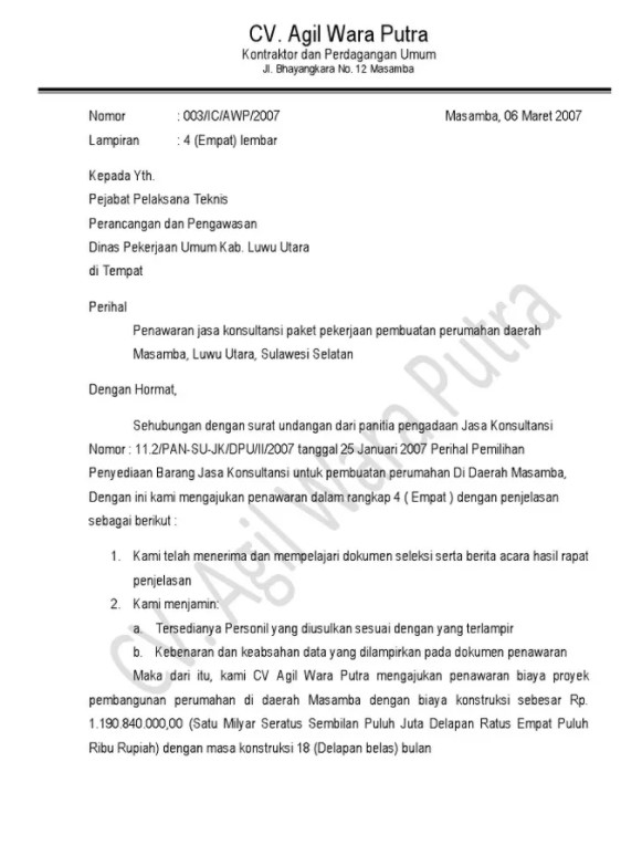 Contoh Surat Penawaran Barang Dan Jasa Vrogue