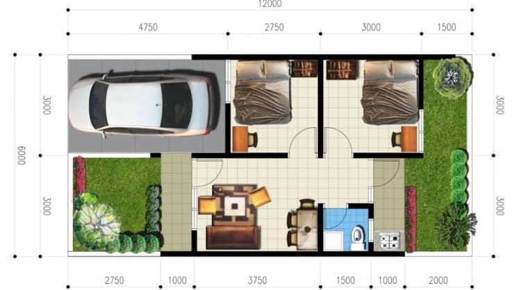 9 Contoh Desain Kontrakan 3x6 Dan Denahnya