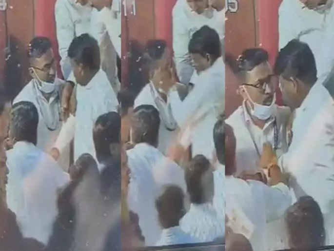 Bjp Mla Sunil Kamble Assaults Ncp Leader And Police Officer At Pune