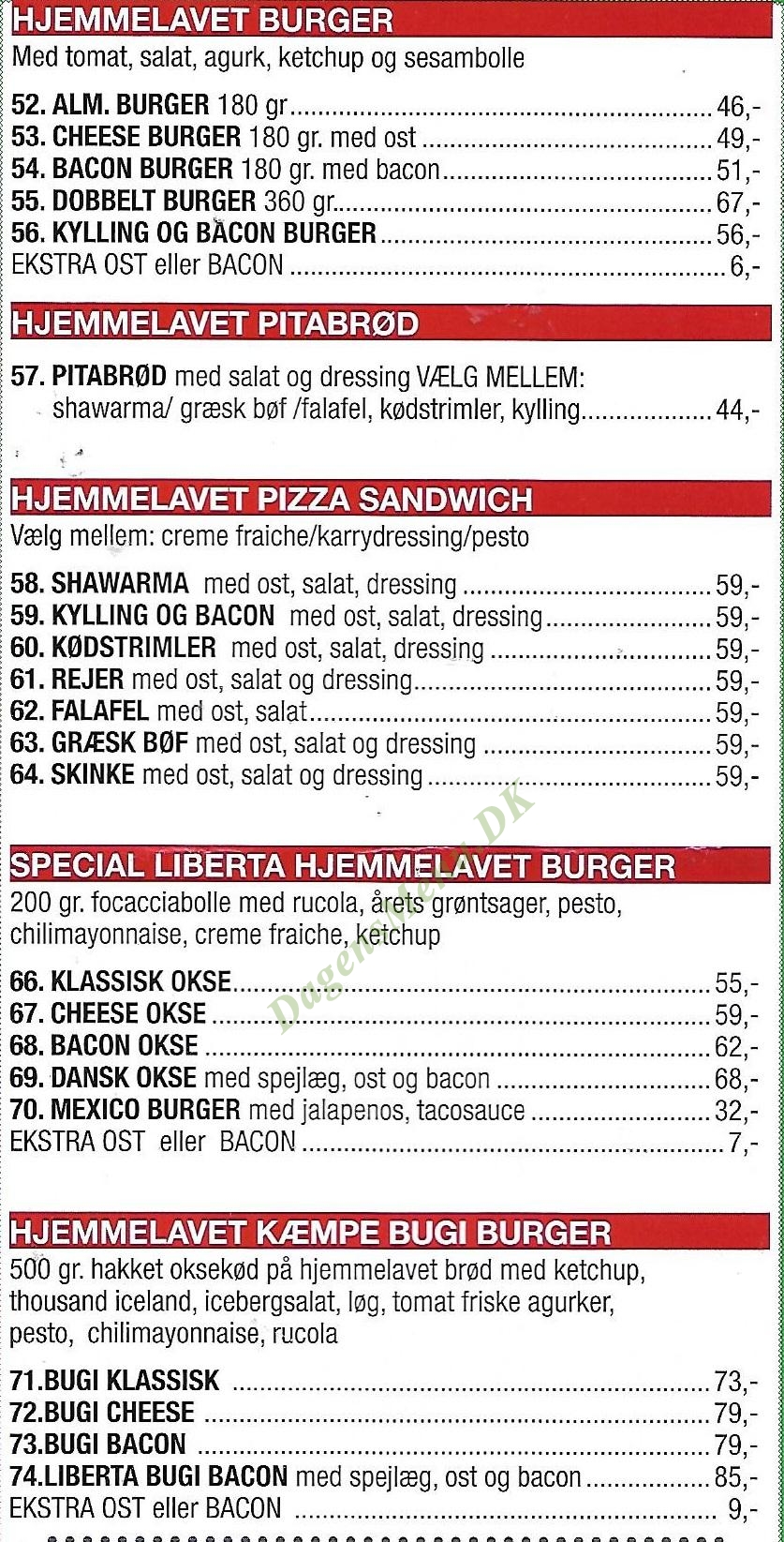 Liberta Pizza Pastahouse Glostrup Dagens Menu