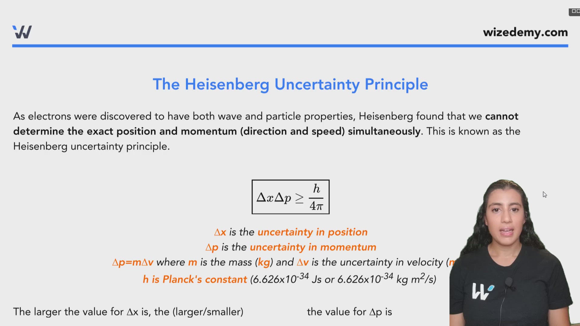 Heisenberg Uncertainty Principal Wize University Chemistry Textbook