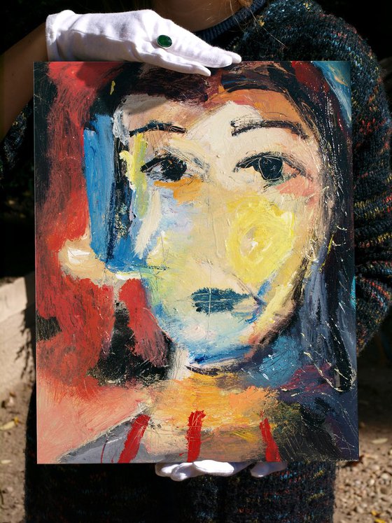 Tete De Femme Inspired By Picasso Acrylic Painting By Catalin Ilinca