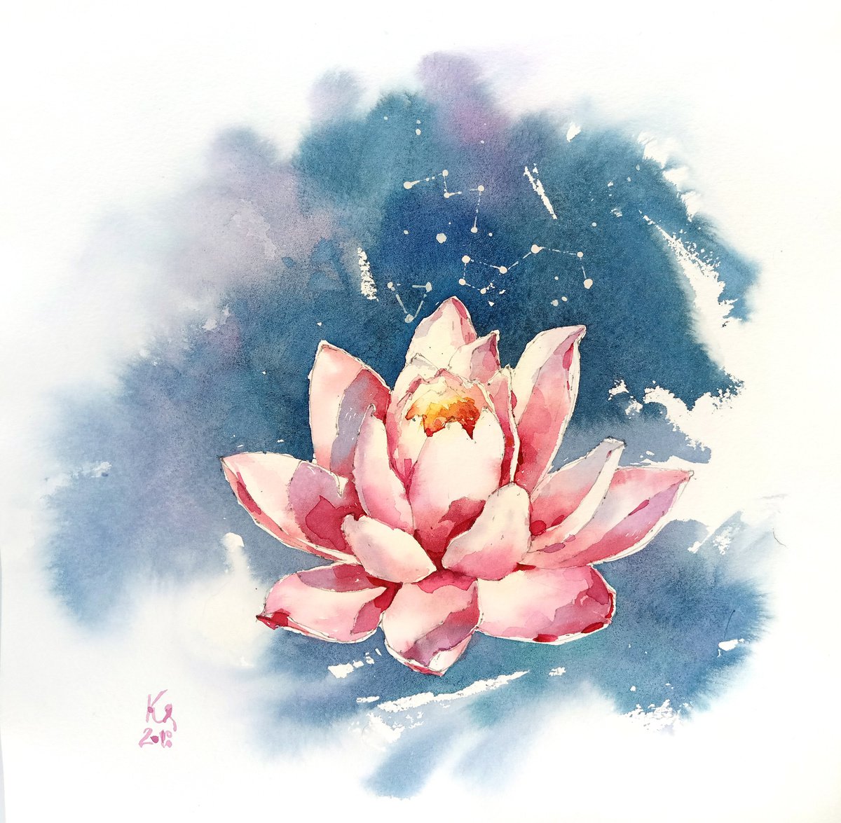 Original Watercolor Painting Lotus The Flower Of Life Watercolour