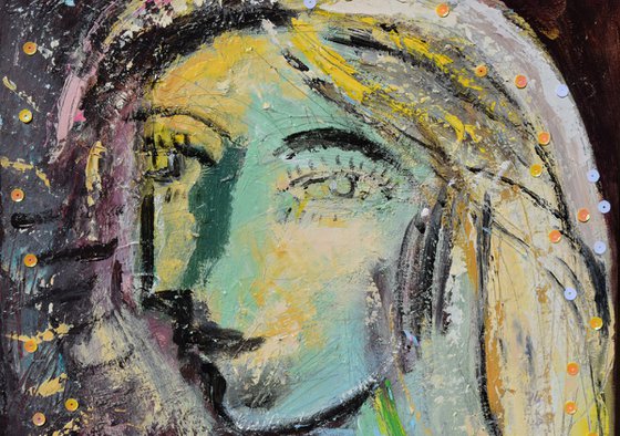 Tete De Femme Inspired By Picasso Acrylic Painting By Catalin Ilinca