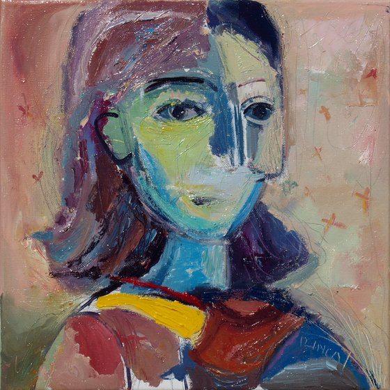 Head Of A Woman Inspired By Picasso Oil Painting By Catalin Ilinca