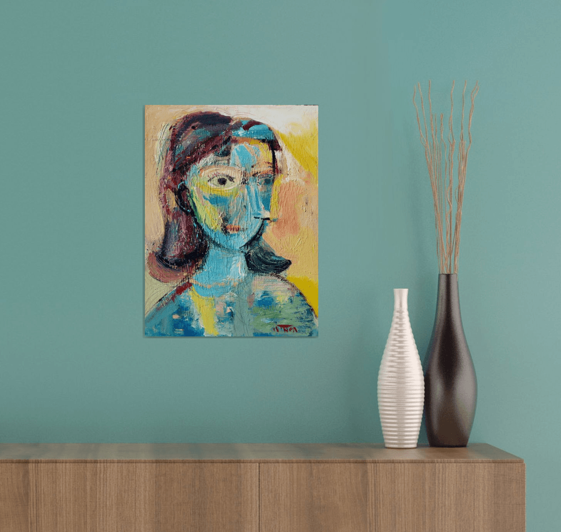 Tete De Femme Head Of A Woman Acrylic Painting By Catalin Ilinca