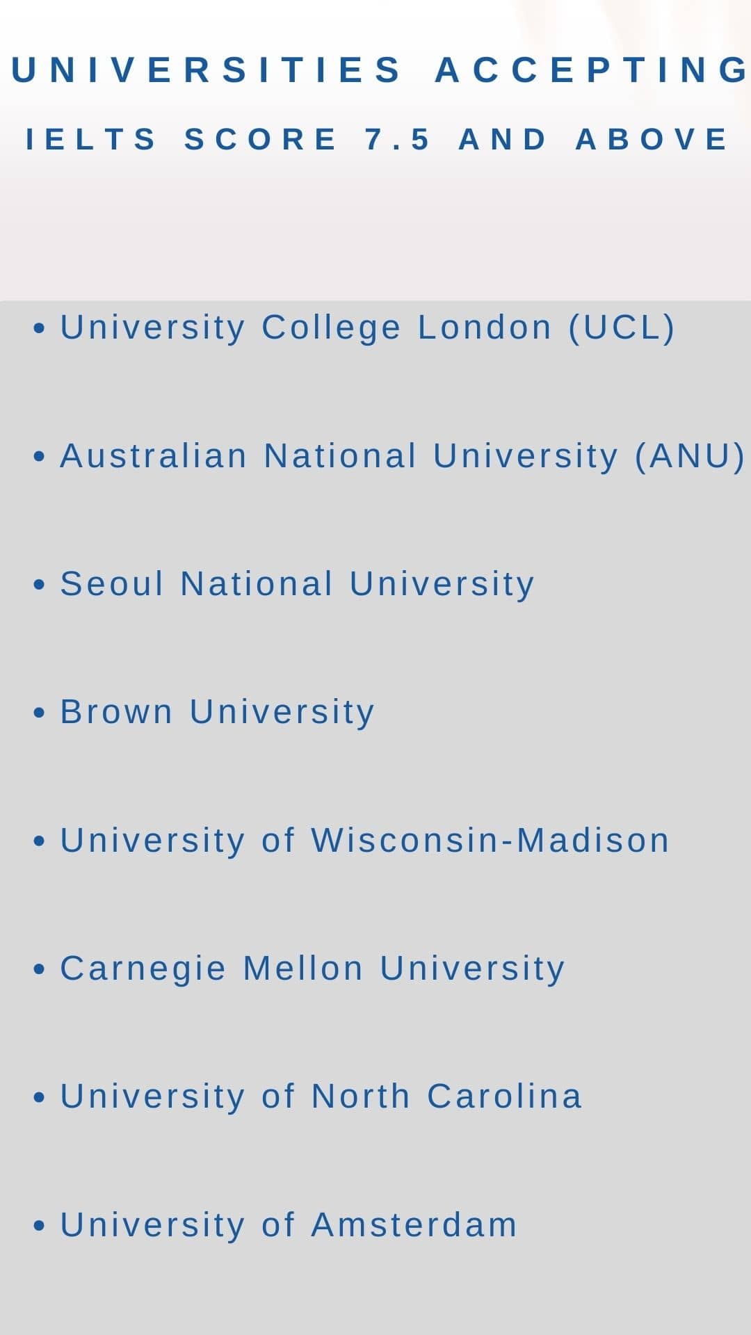 Universities Accepting Ielts Scores 75 And Above