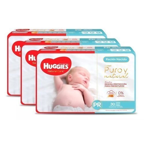 Pañal Huggies Natural Care Recién Nacido Prematuros X30 Unid