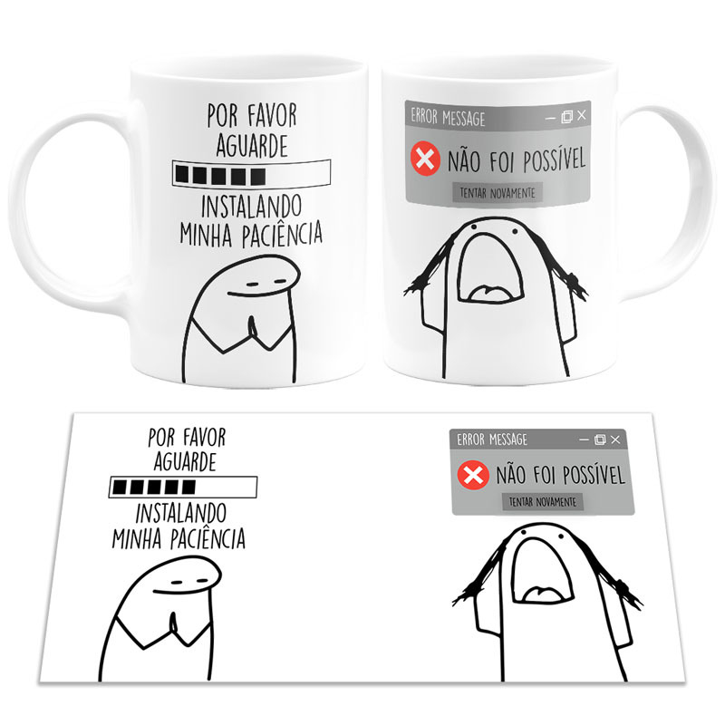 Caneca Flork Meme Por Favor Aguarde Instalando Paci Ncia