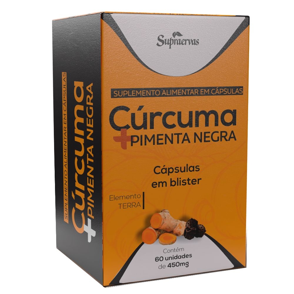 Cúrcuma Pimenta Preta 60 Caps 550mg Blister Supra Ervas