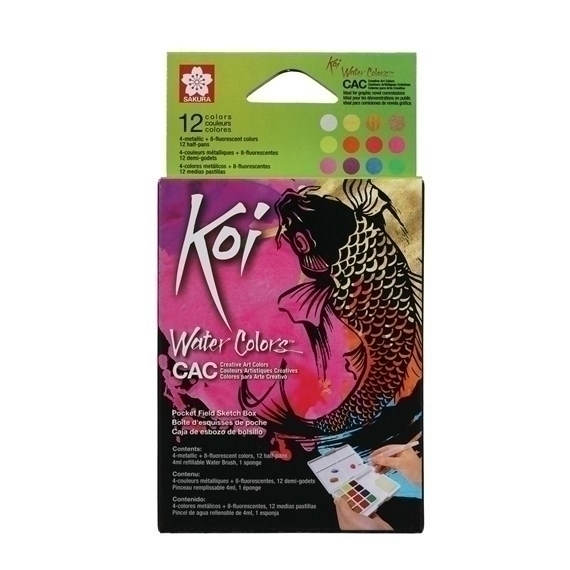 Kit De Acuarela Koi Sakura En Pastillas De 12 Colores Especiales