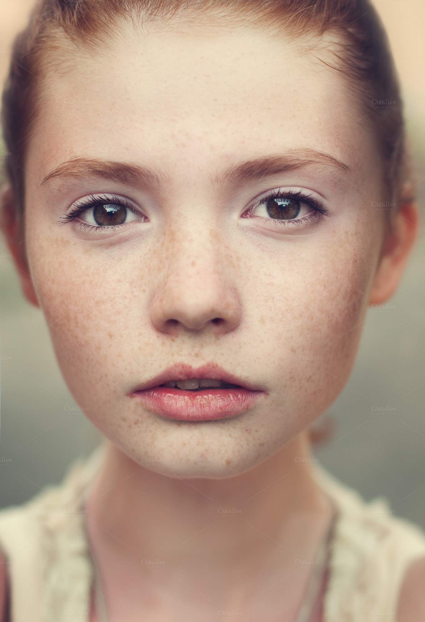 Portrait Of A Girl With Freckles ~ People Photos On Creative Market