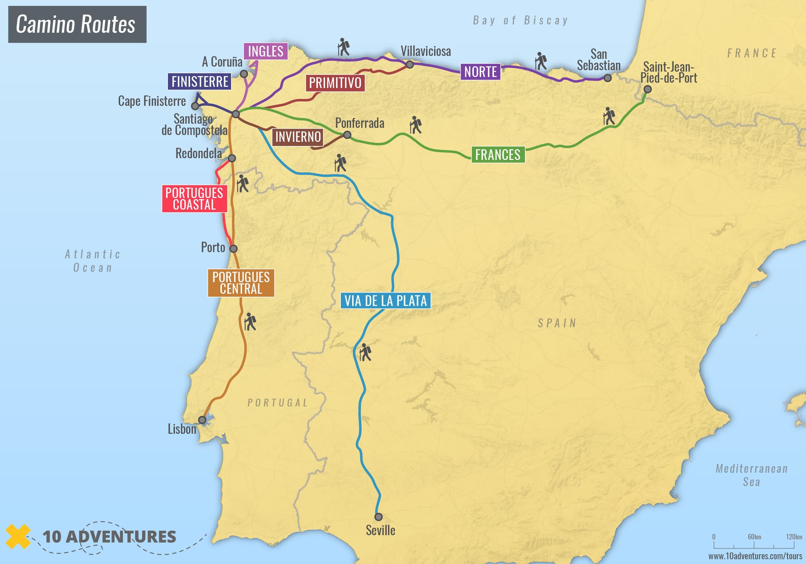 Antique El Camino De Santiago Trail Map Issehs