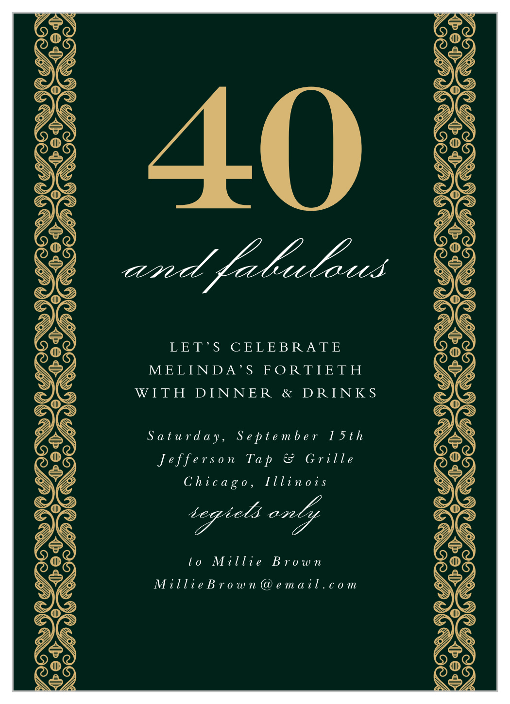 Fabulous Border Milestone Birthday Party Invitations By Basic Invite