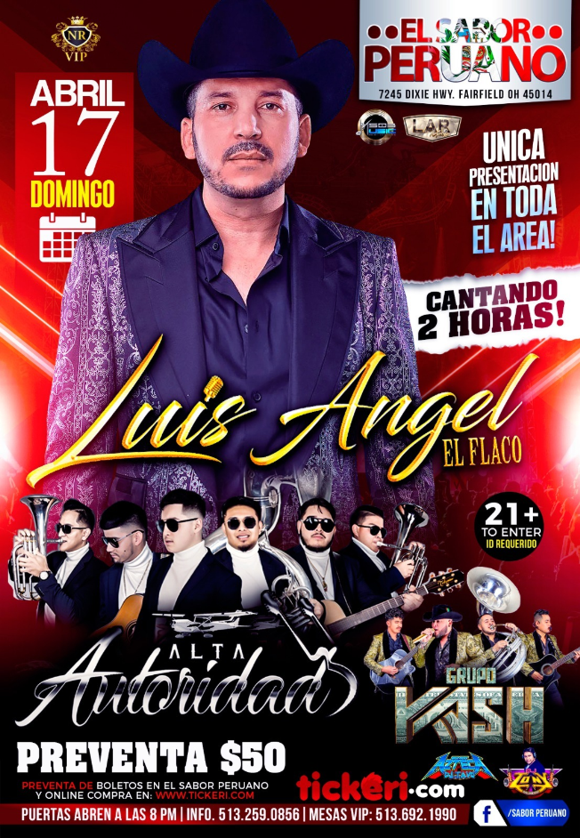 Luis Angel El Flaco Alta Autoridad Grupo Kash En Vivo Fairfield