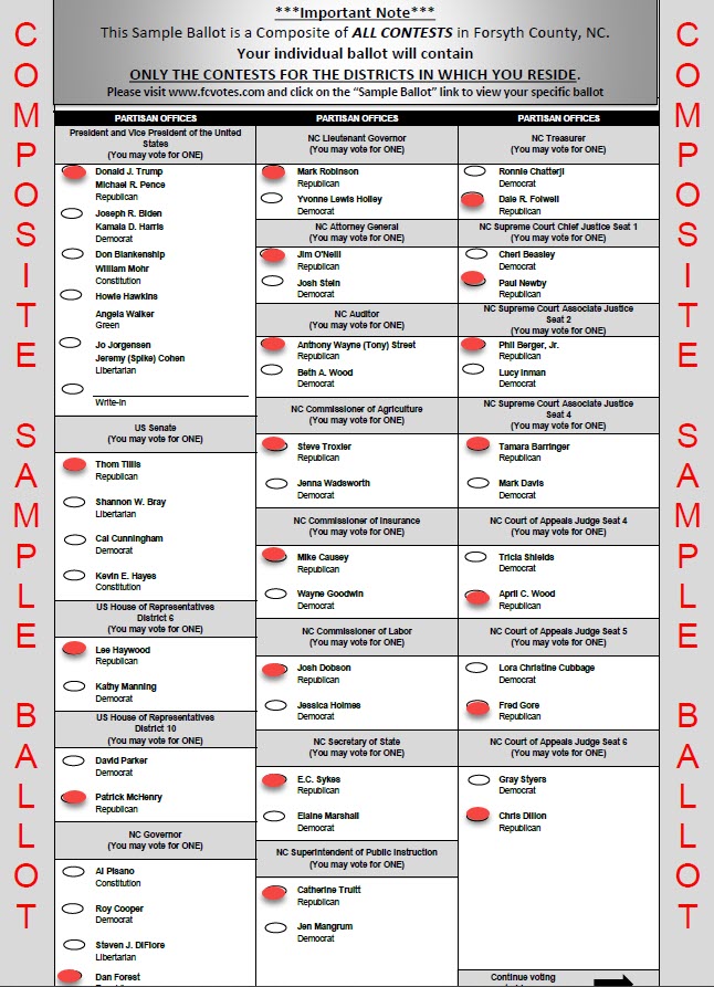 Sample Ballot Forsyth County Forsyth County Republican Party