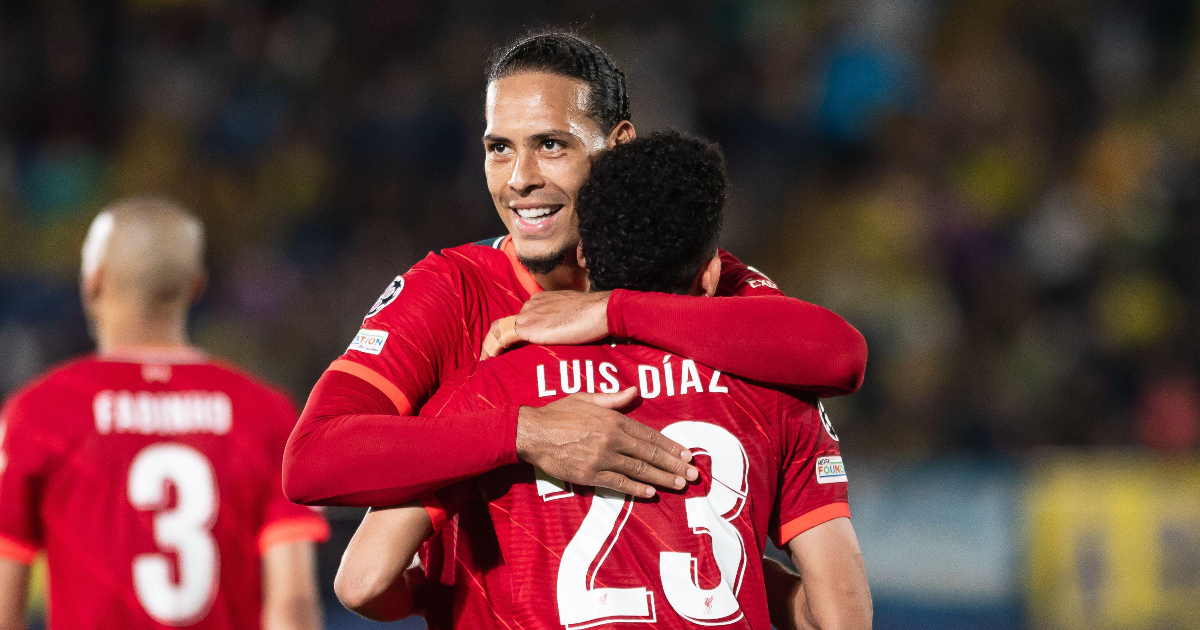 Virgil Van Dijk And Luis Diaz Hug After Liverpools Win Against