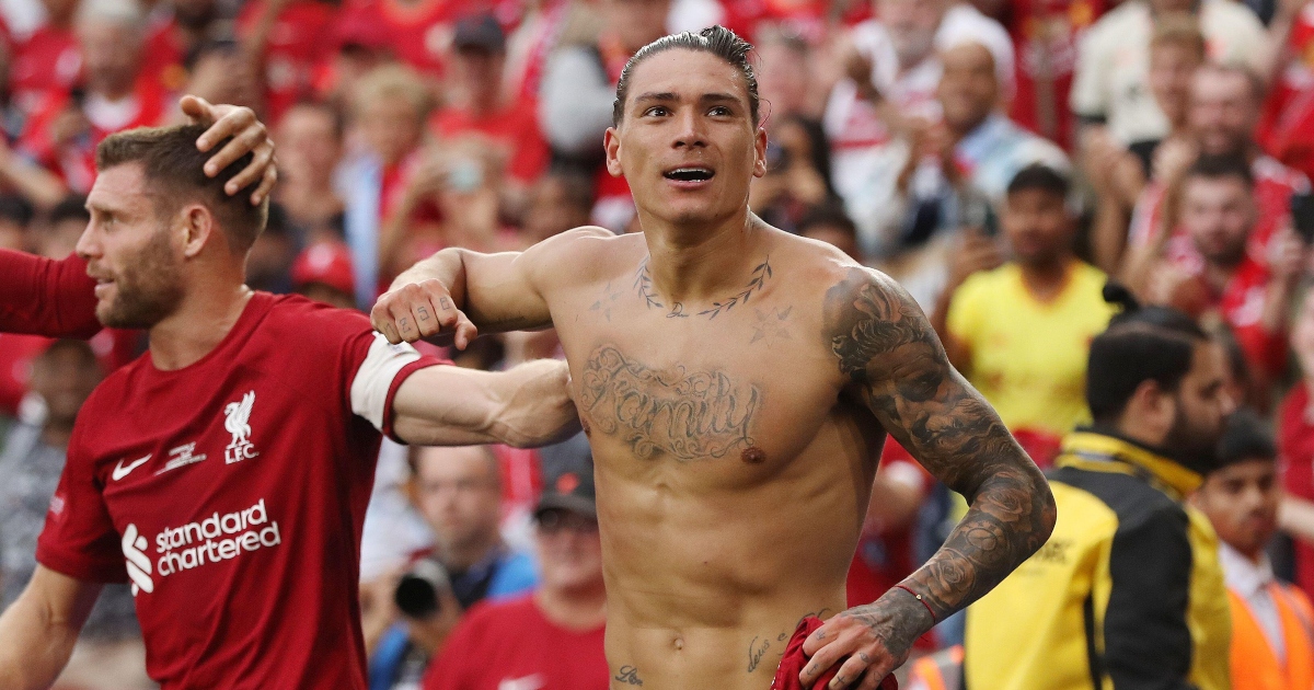 Watch Liverpools Darwin Nunez Wildly Celebrates His Goal With Fans