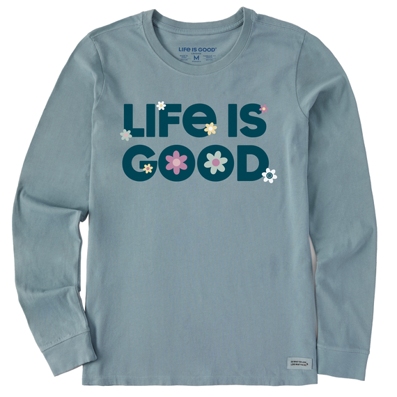 Womens Life Is Good Daisies Long Sleeve Crusher Tee Life Is Good