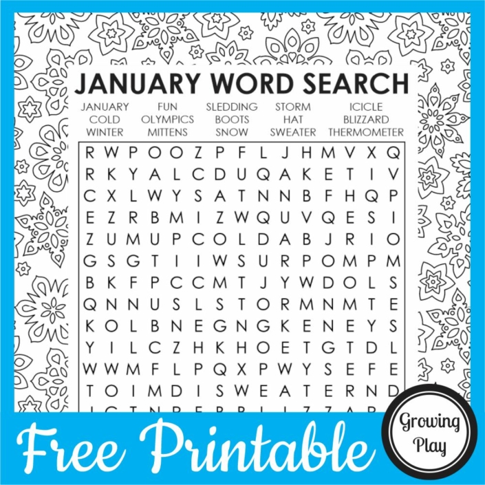 January Word Search Free Printables Free Printable Download