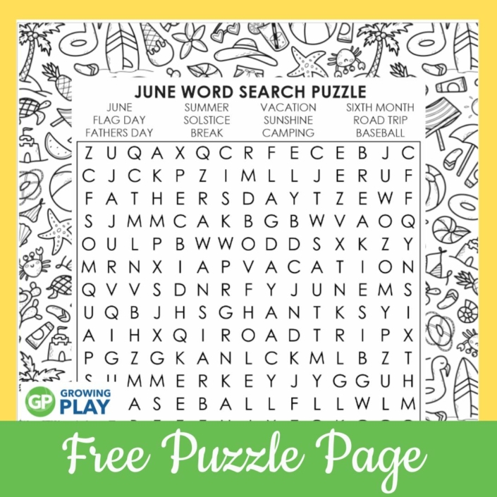 June Word Search Free Printable Growing Play