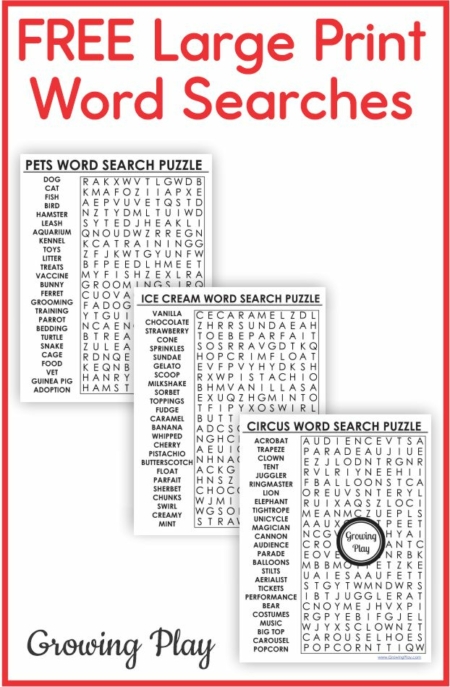 Printable Large Print Word Search Puzzles Free Growing Play