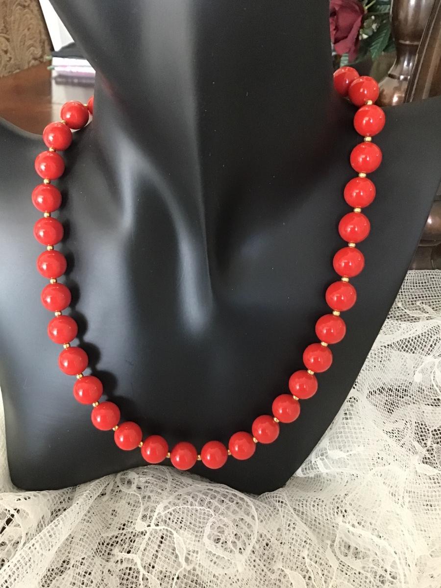 Vintage Red Beaded Necklace