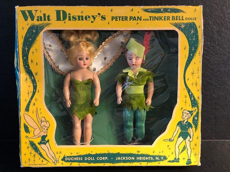 L32 Vintage Walt Disneys Peter Pan And Tinkerbell Dolls