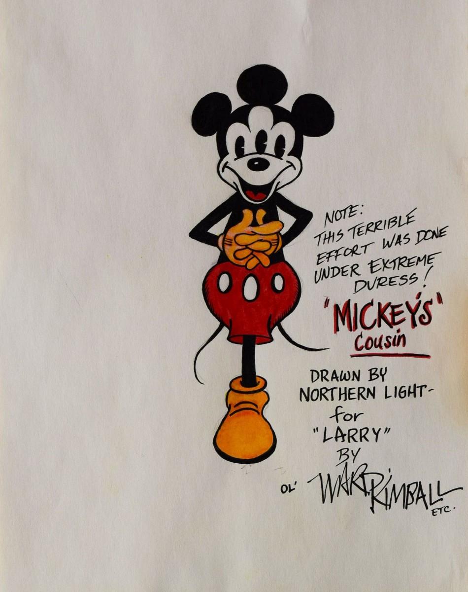 Mickey Mouses Cousin Sketch Signed By Ward Kimball