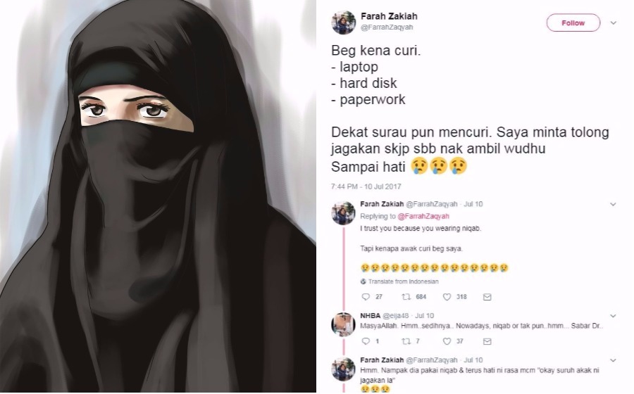 ‘i Trust You Because You Wearing Niqab Beg Kena Curi Di Surau Ketika