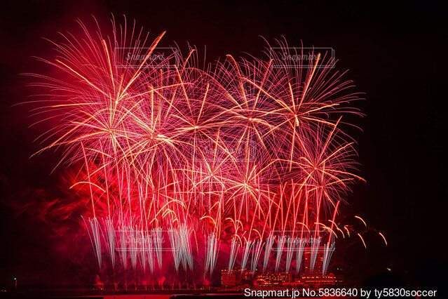 夜空に咲く花火の写真・画像素材 5836640 Snapmart（スナップマート）