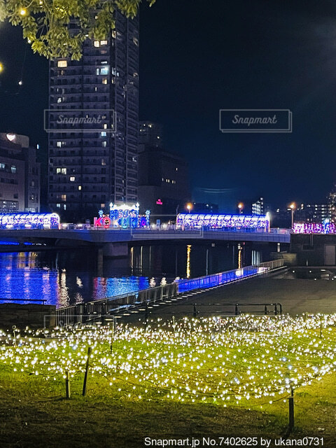 ライトアップされた夜の街の写真・画像素材 7402625 Snapmart（スナップマート）