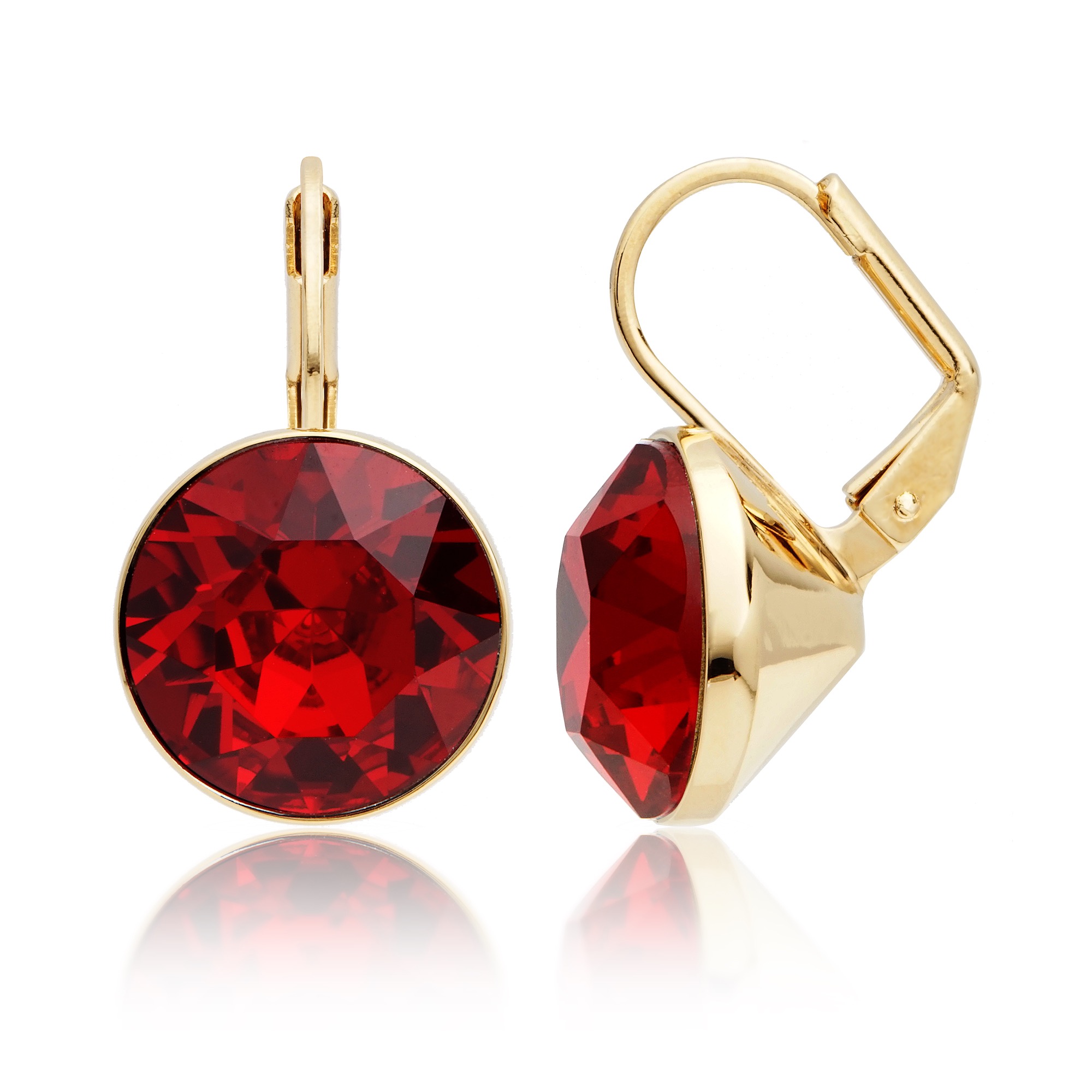 Bella Drop Earrings With Ruby Red Swarovski Crystals Bridal Wedding Gp