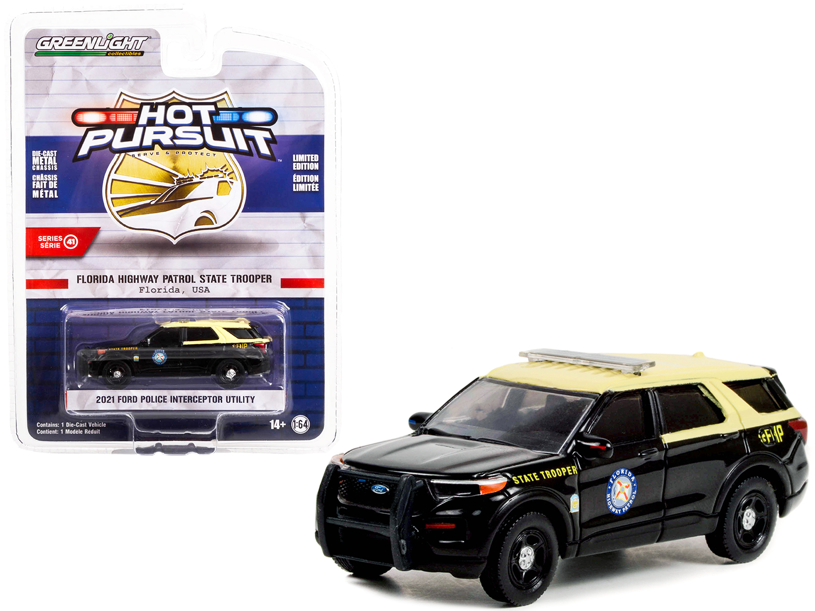 Greenlight 2021 Ford Police Interceptor Utility Black Wcream Top