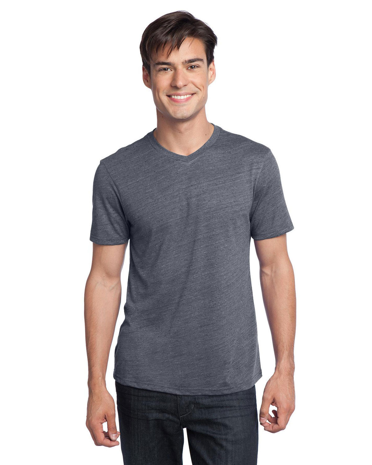 District Mens Unique Short Sleeve Textured Notch V Neck T Shirt Dt172