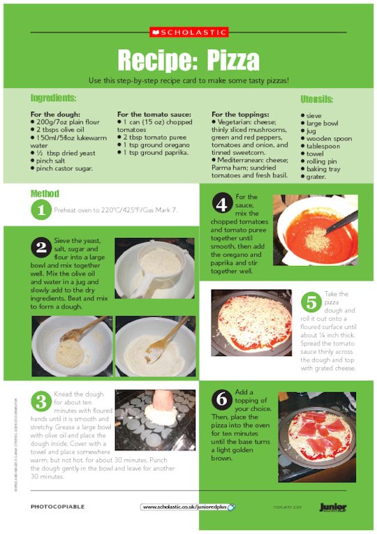 Pizza Recipe Scholastic Shop