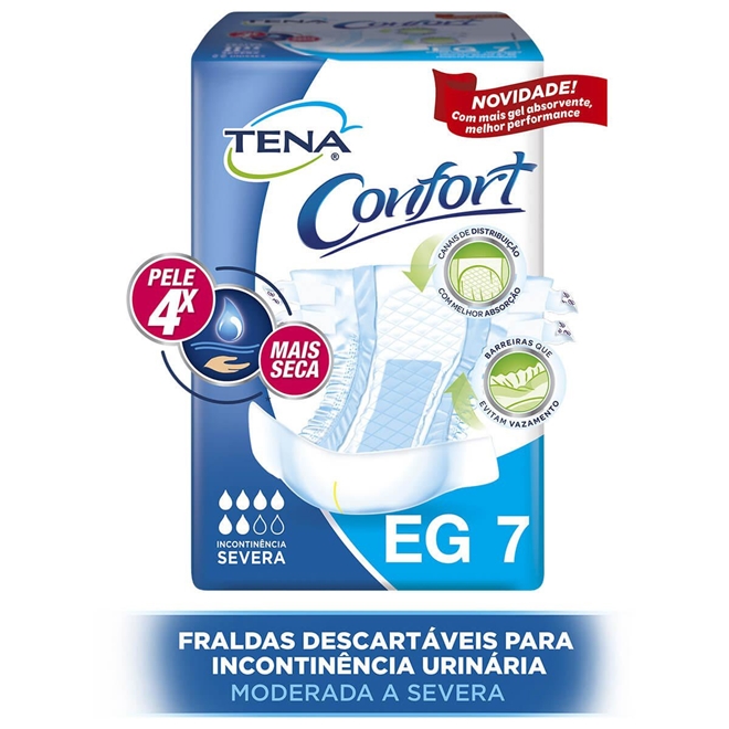 Fralda Essity Geriátrica Tena Biofral Confort Plus Tamanho Eg 7