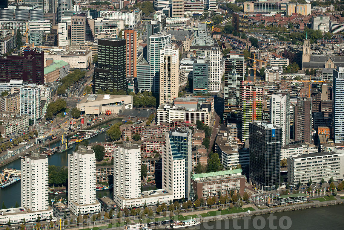 Hollandluchtfoto Rotterdam Luchtfoto Skyline Langs De Nieuwe Maas