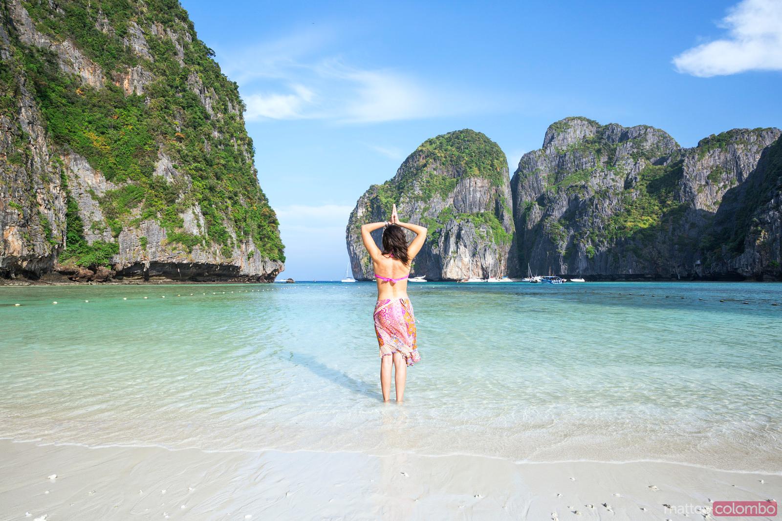 Adult Woman In Bikini On Tropical Beach Thailand Royalty Free Image