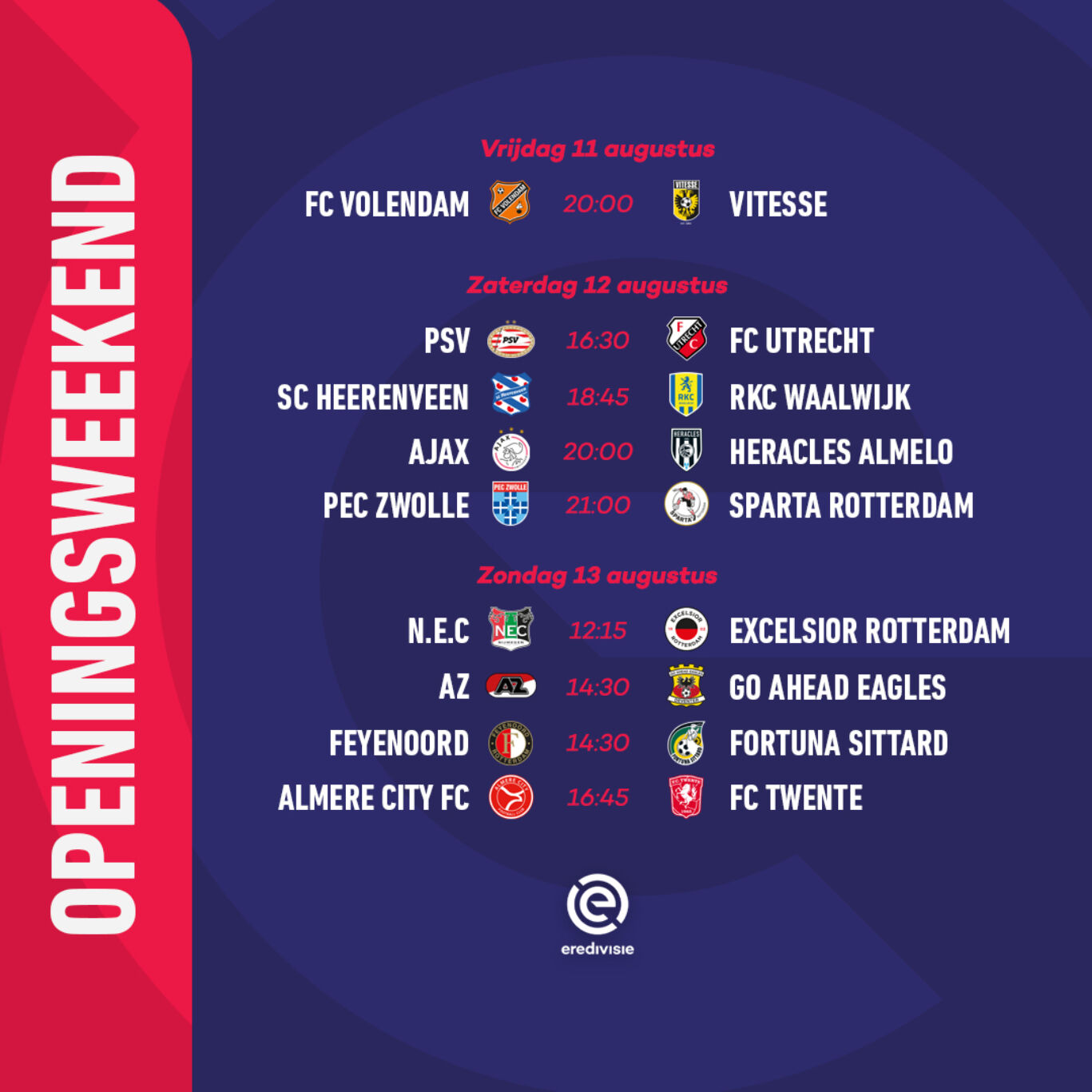 Eredivisie Eerste Wedstrijd 2023 24 Bekend