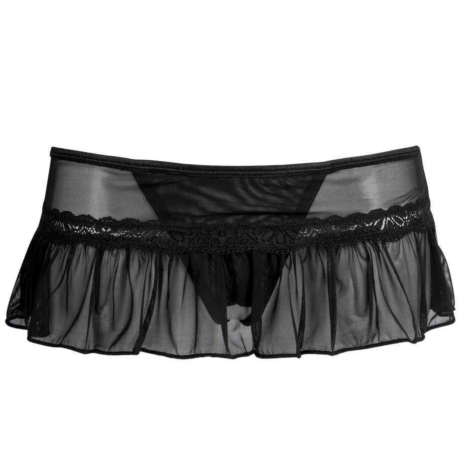 Lovehoney Sheer Ruffle Bra And Crotchless Skirted Thong Set Bra Sets