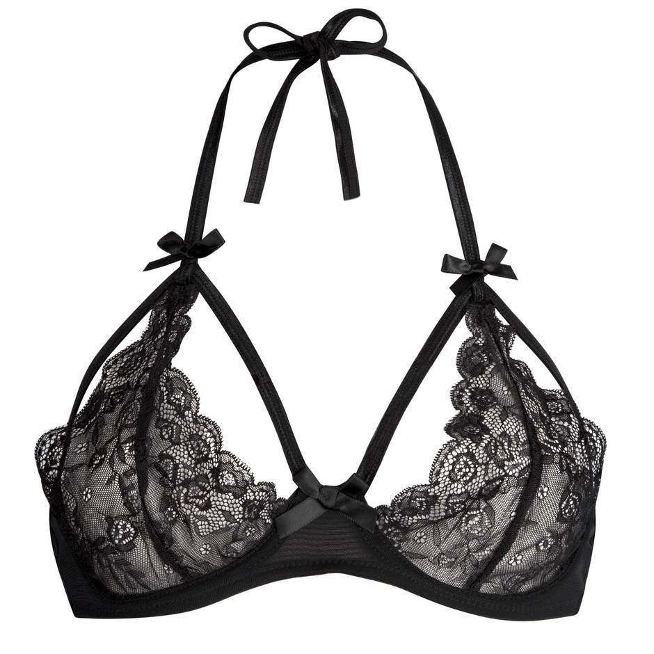 Lovehoney Underwired Lace Triangle Bra And Crotchless G String Set At