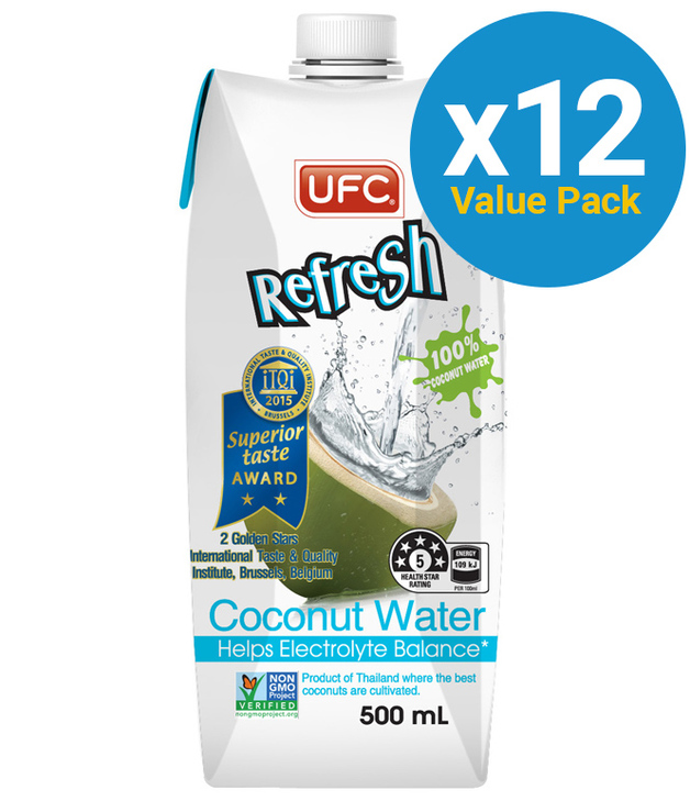 Ufc Refresh 100 Natural Coconut Water 500ml 12 Pack At Mighty Ape Nz